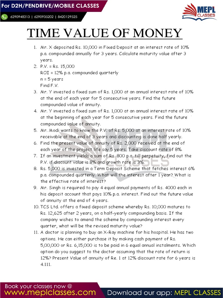 TVM - Questions | PDF | Interest | Present Value