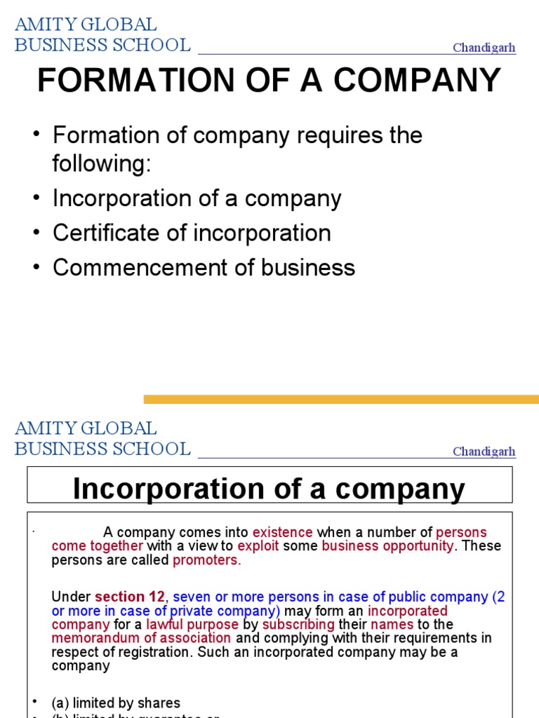 Incorporation of Companies | PDF | Companies | Government