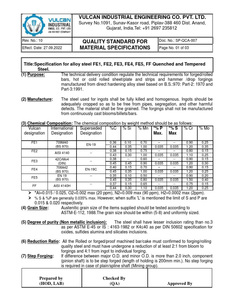 Vulcan Industrial Engineering Co. Pvt. LTD | PDF | Steel | Forging
