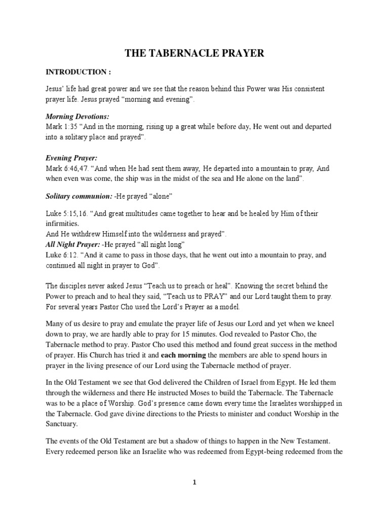 THE TABERNACLE PRAYER-Aug 2022 | PDF | Jesus | Prayer