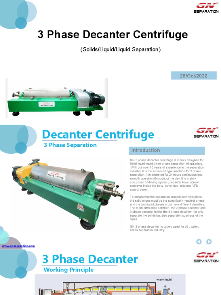 2022.10.28 3 Phase Decanter Centrifuge | PDF | Equipment | Mechanical ...
