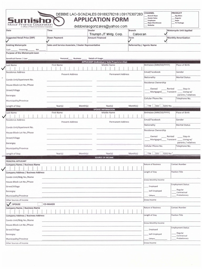 Sumisho Application Form | PDF