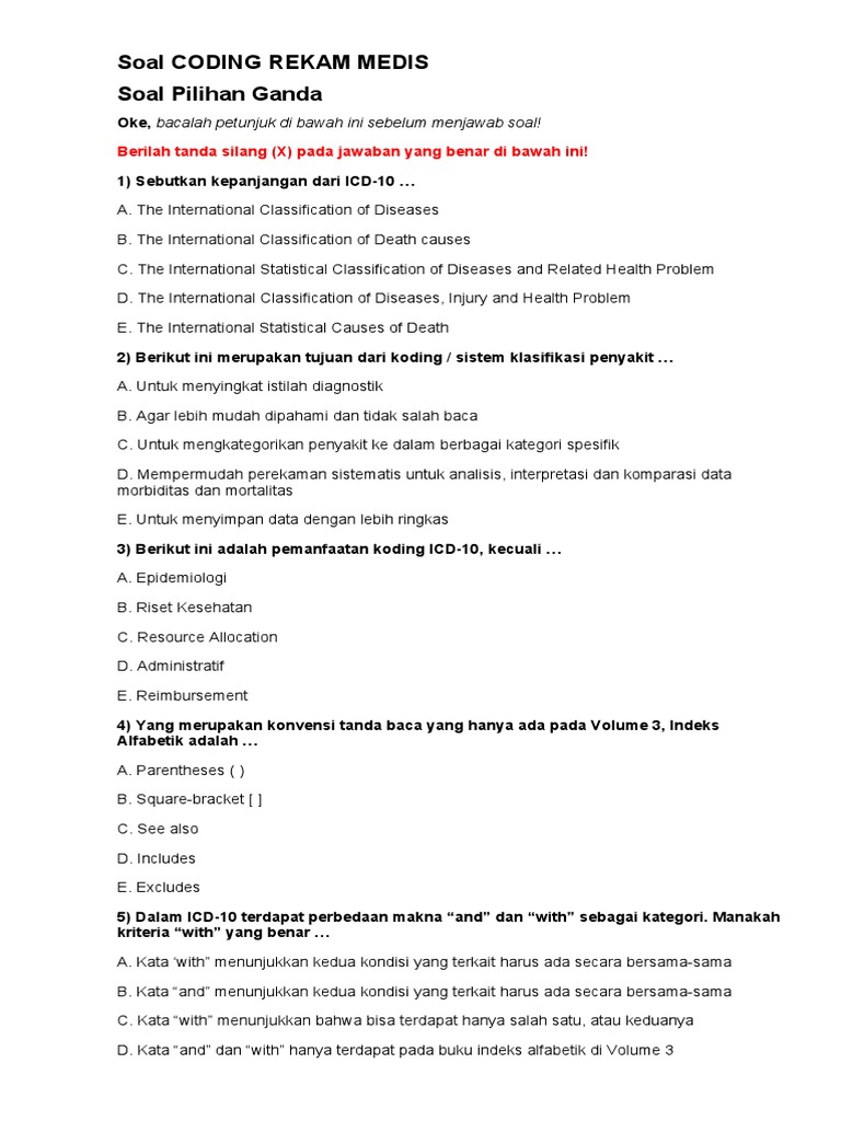 Soal Coding Rekam Medis Pdf 