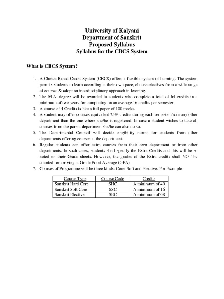 Sanskrit Proposed Syllabus of Department of KU | PDF | Course Credit ...