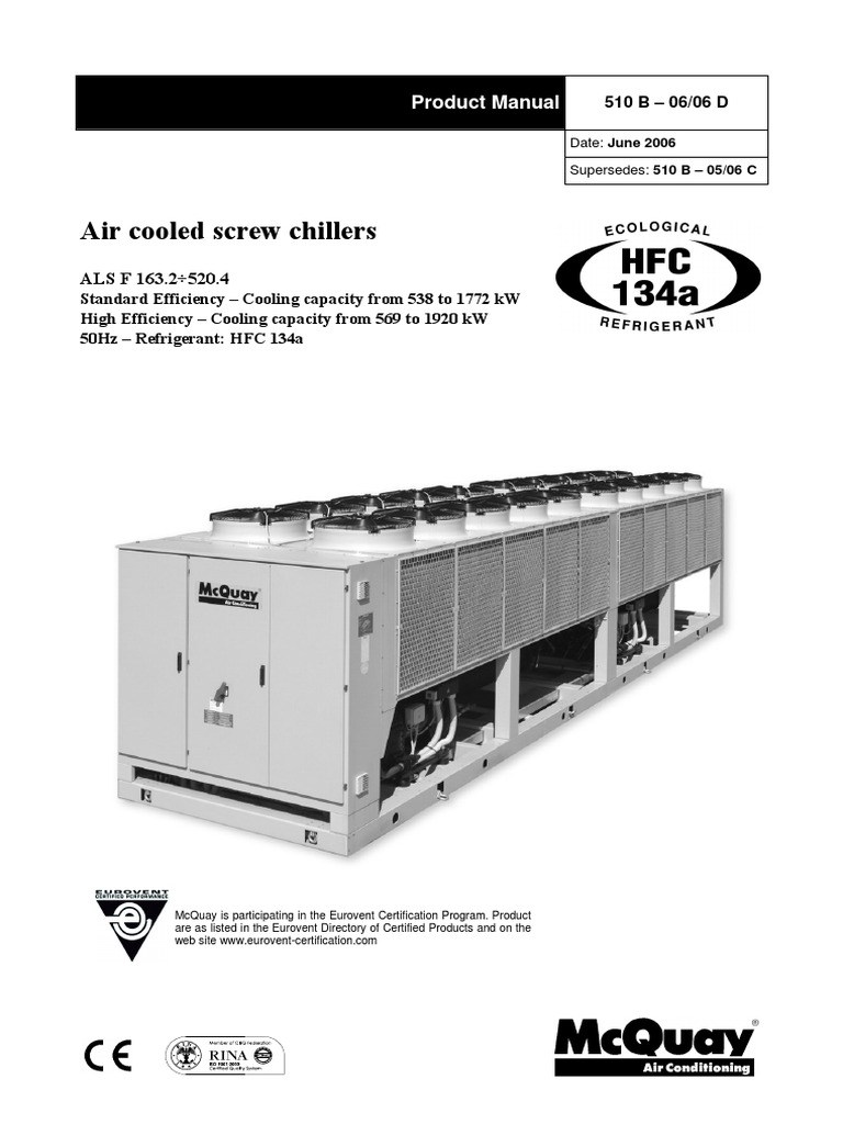 Als F Mcquay Chiller | Download Free PDF | Heat Exchanger | Pump