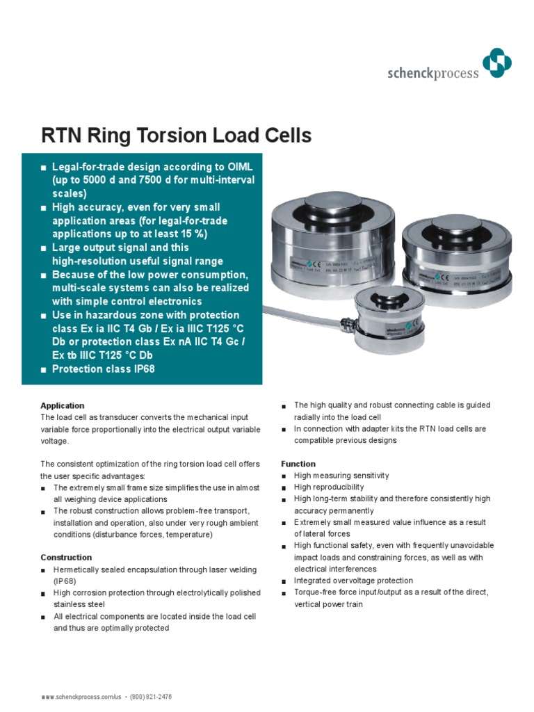 High Performance RTN Ring Torsion Load Cells for Legal-for-Trade Applications Across Multiple ...
