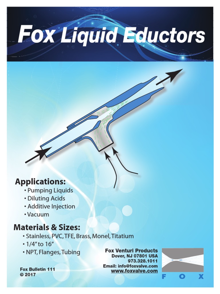 Liquid Eductors Data Sheet | PDF