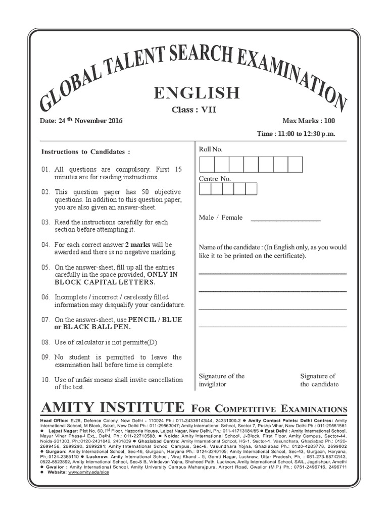 GTSE - Class 7 | PDF | Linguistics