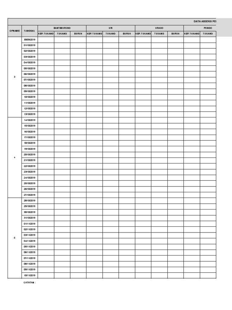Format Absensi Pekerja | PDF