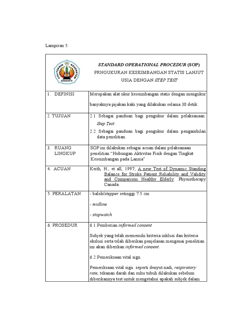 Sop Step Test | PDF