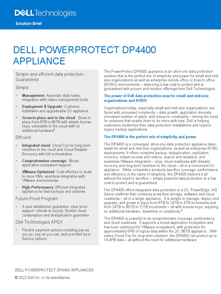 Powerprotect Appliances dp4400 Ds | PDF | Cloud Computing | Backup