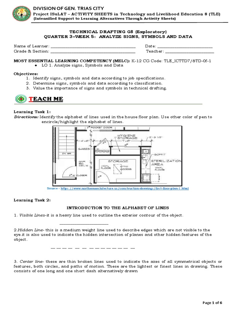 Each Me: TECHNICAL DRAFTING G8 (Exploratory) Quarter 3-Week 5: Analyze Signs, Symbols and Data ...