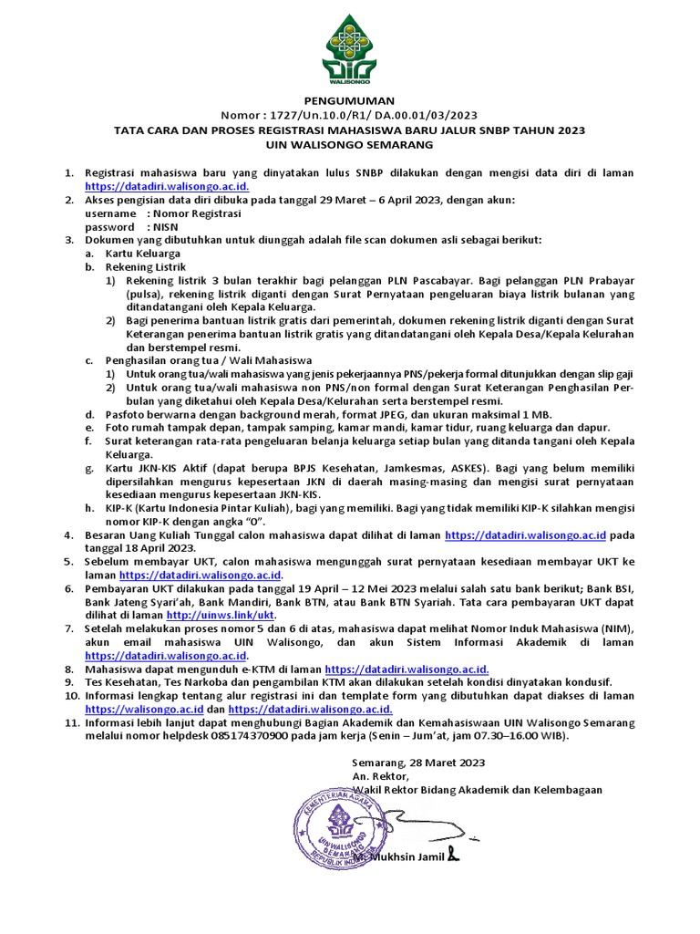 Panduan Registrasi Mahasiswa Baru | PDF