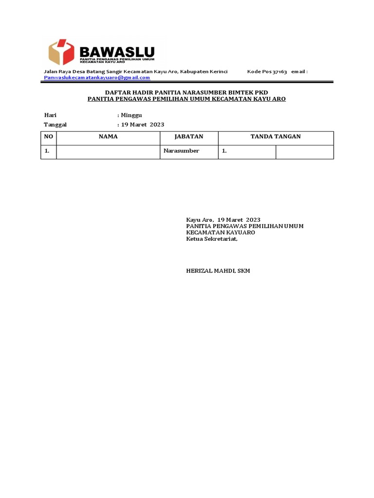 Absen Narasumber | PDF