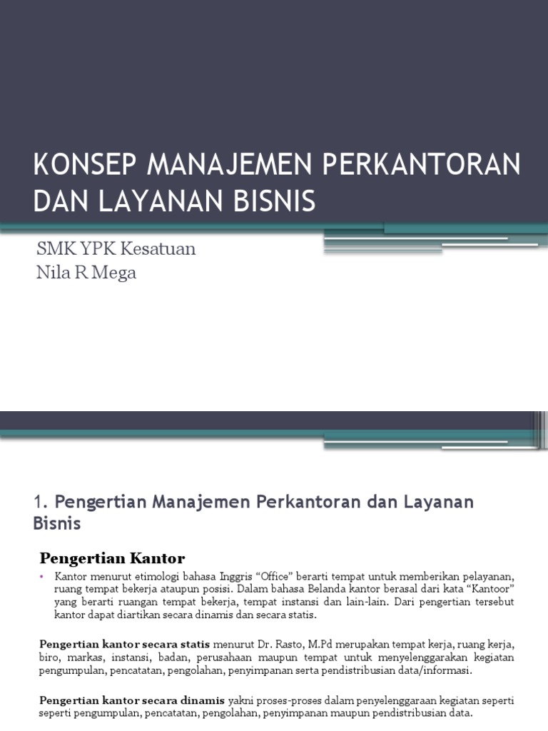 KONSEP MANAJEMEN PERKANTORAN DAN LAYANAN BISNIS | PDF