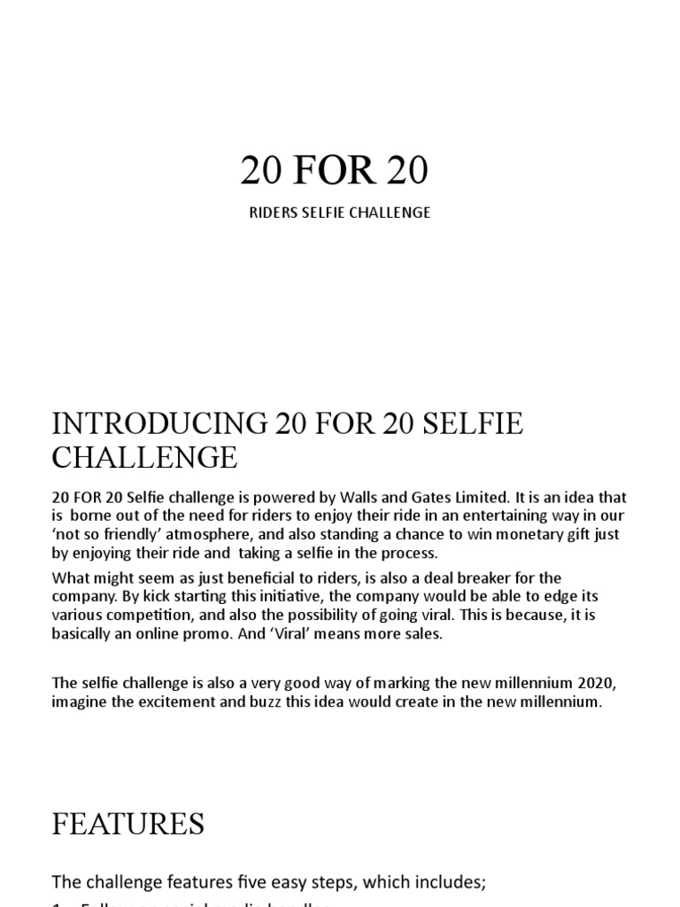 20 FOR 20 Selfie Challenge | PDF