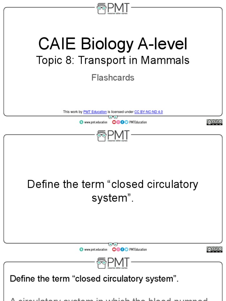 Topic 8 Transport in Mammals - CAIE Biology A-Level | PDF | Heart Valve ...