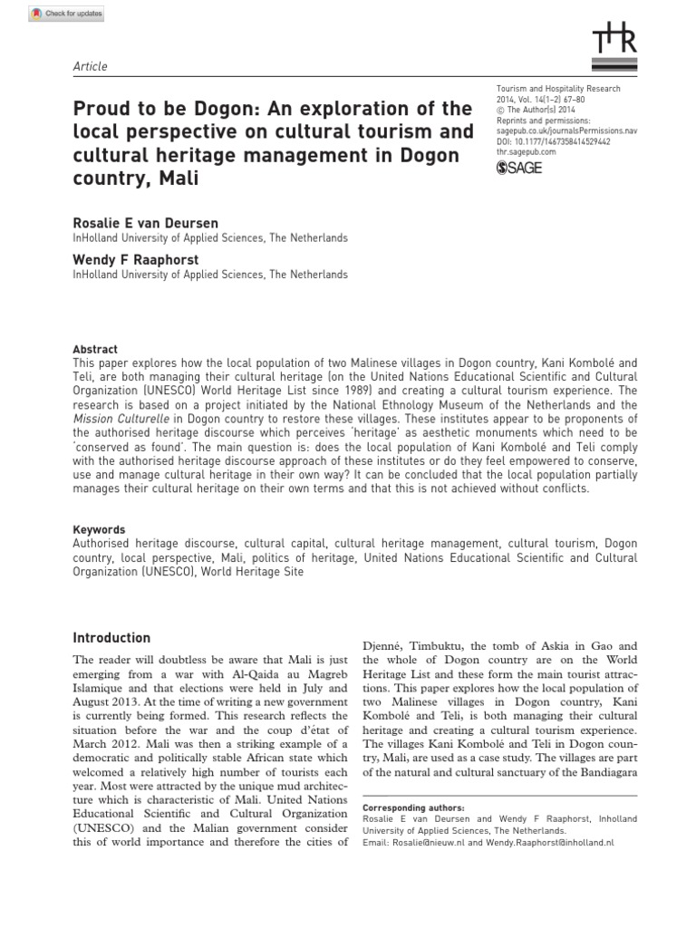 Rosalie E Van Deursen Wendy F Raaphorst Proud To Be Dogon | PDF ...