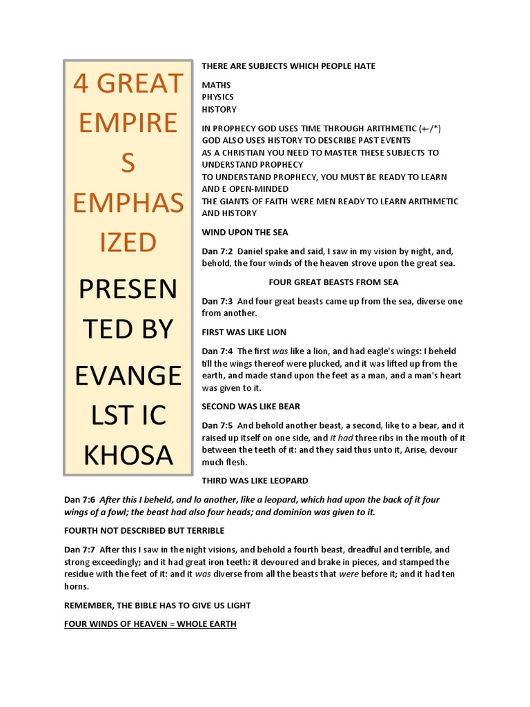 The Four Kingdoms of Daniel: An Exegetical Analysis of Daniel 7 | PDF | Book Of Daniel ...