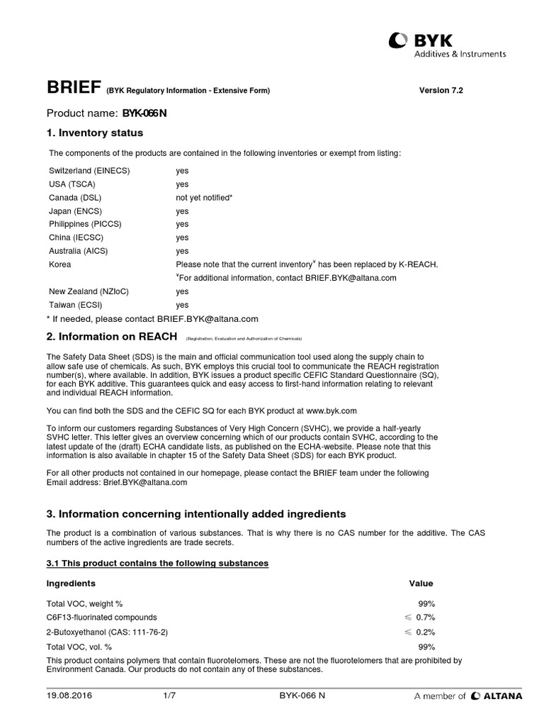 Brief Byk-066 N en | PDF | Polycyclic Aromatic Hydrocarbon | Chlorofluorocarbon