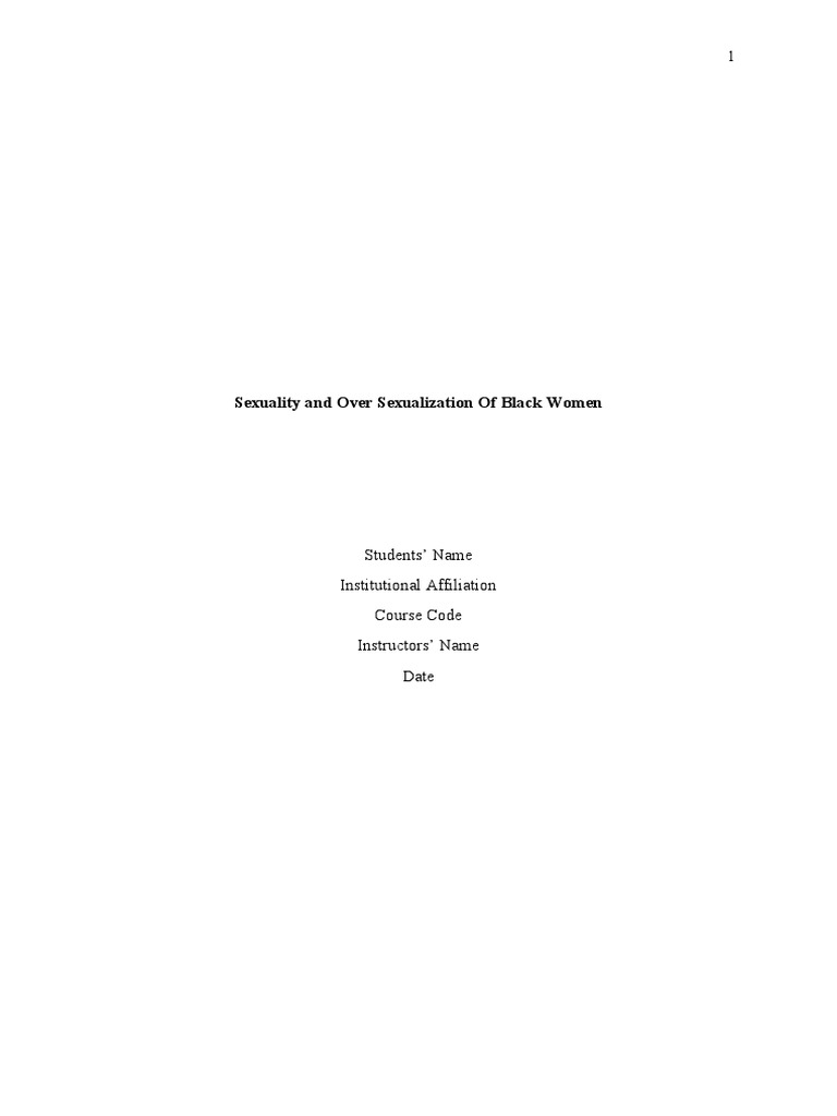 Sexuality and Over Sexualization of Black Women | PDF ...