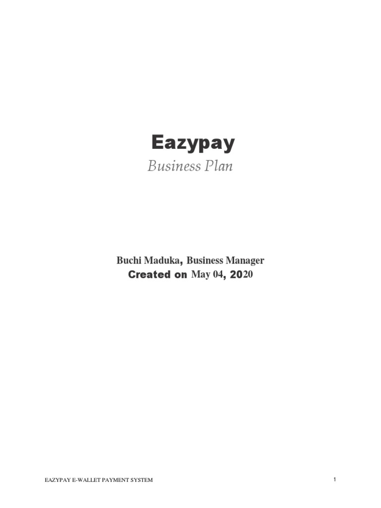 Business Plan Eazypay PDF Qr Code Payments