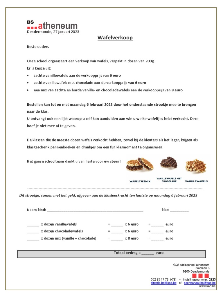 Actie Wafelverkoop Ten Voordele Van de Leerlingen | PDF