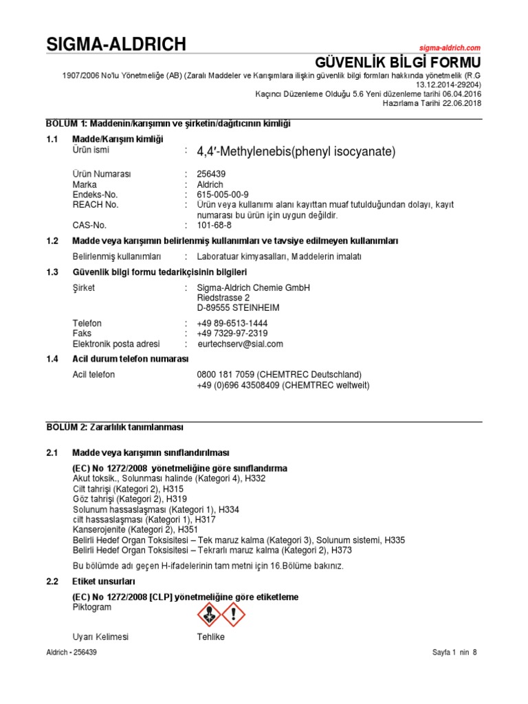Mdi MSDS TR | PDF