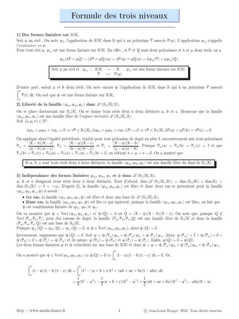 Formule Des Trois Niveaux Fiche | PDF | Géométrie | Relations mathématiques