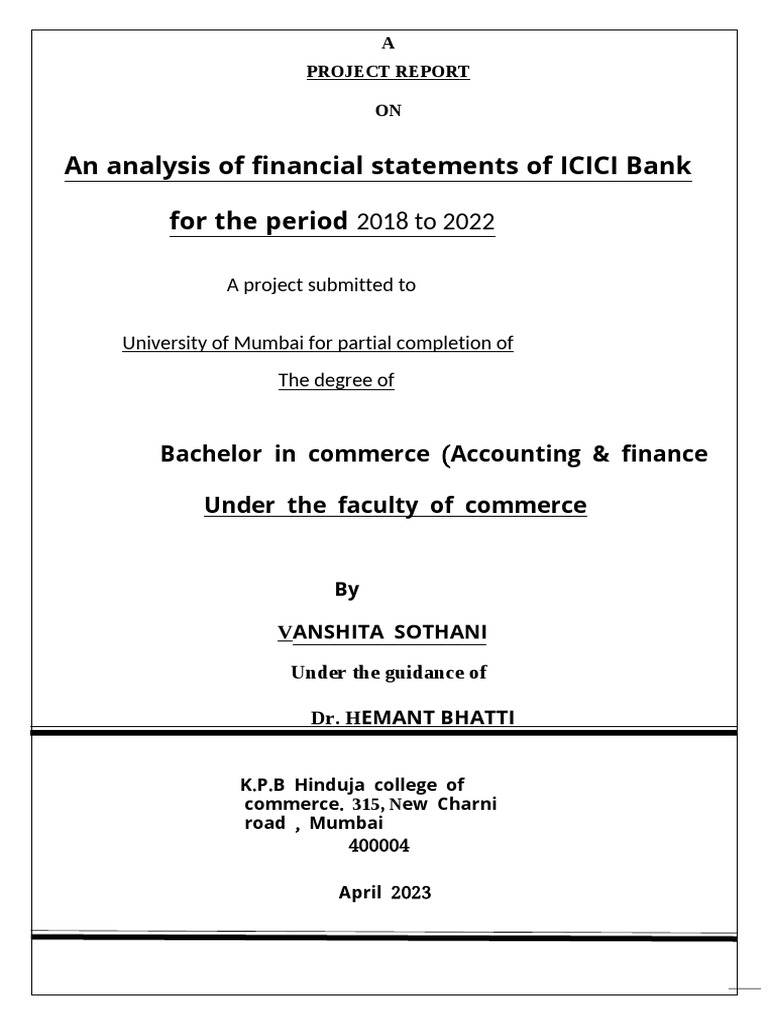 An Analysis of Financial Statements of ICICI Bank For The Period 2018 To 2022 | PDF | Banks ...
