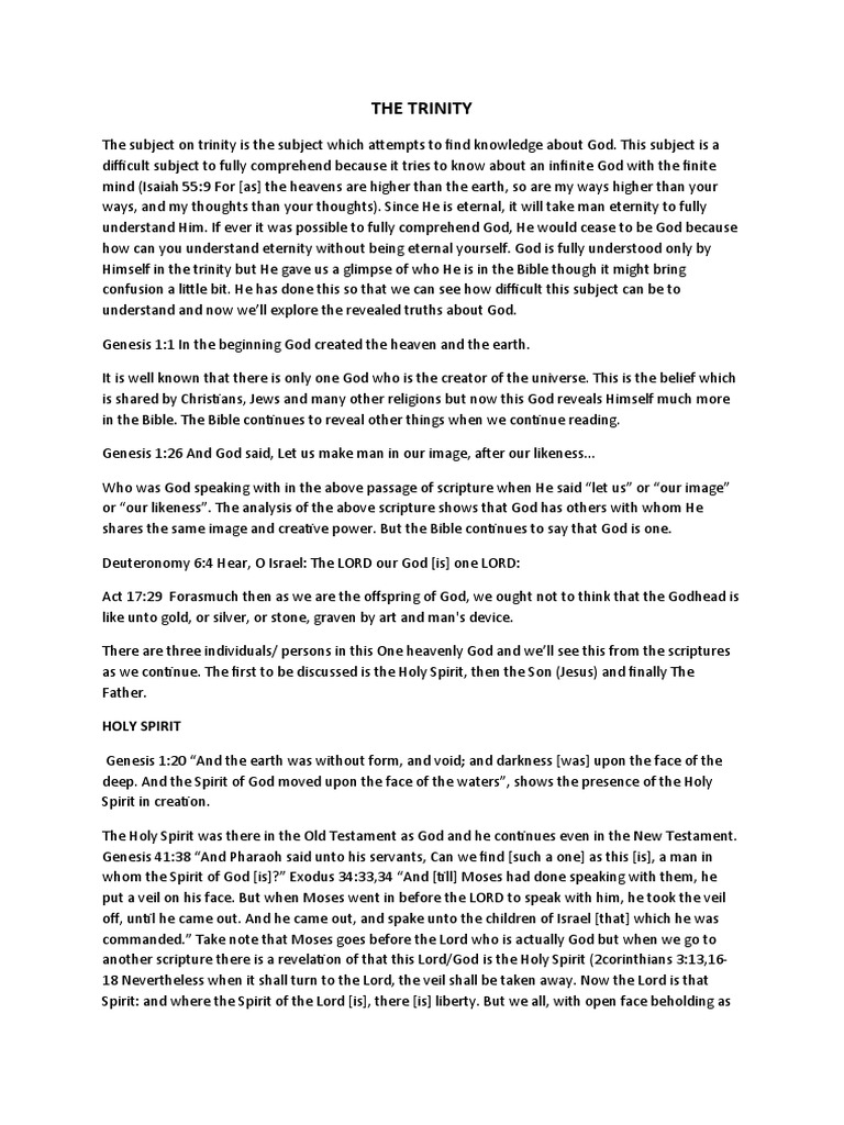 The Trinity | PDF | God The Father | Logos (Christianity)