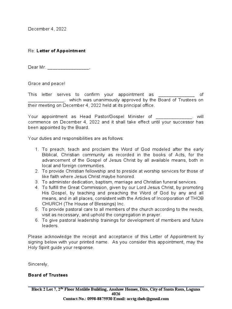 Appointment Letter | PDF