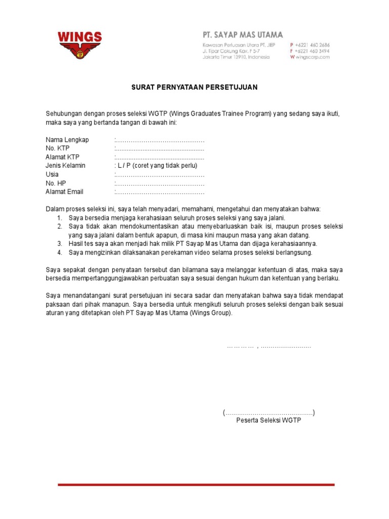 Surat Pernyataan Persetujuan | PDF | Game & Aktivitas