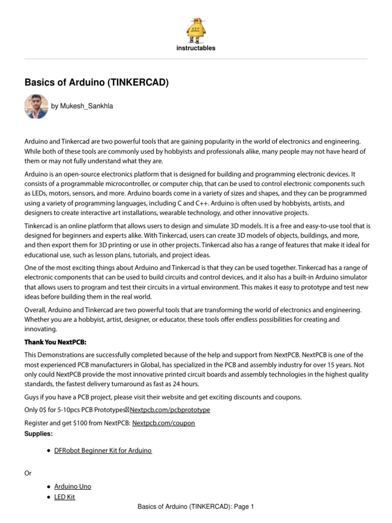 Basics of Arduino TINKERCAD | PDF | Digital Signal | Arduino