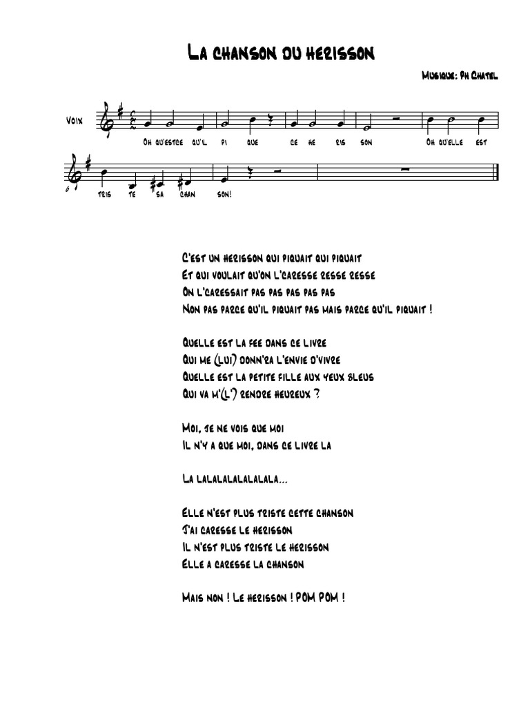 Chanson du hérisson : Paroles et musique | PDF