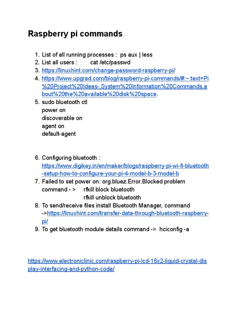 Raspberry Pi Commands | PDF Raspberry Pi Commands | PDF