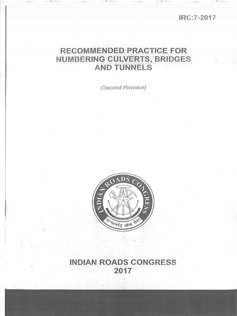 IRC-7-2017 - Practice For Numbering, Culverts, Bridges & Tunnels | PDF