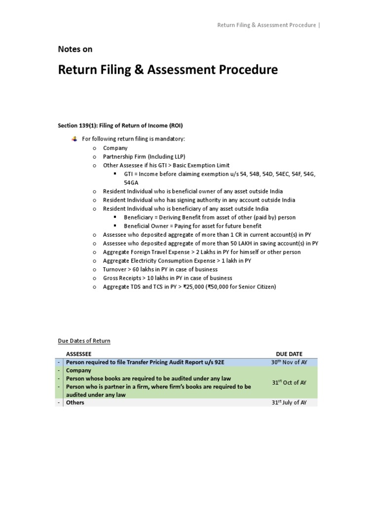 Assessment (Full) Quick Revision | PDF | Tax Deduction | Valuation ...
