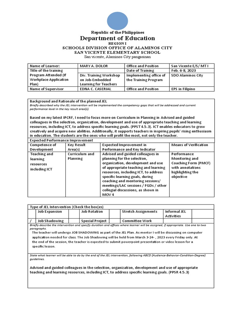 JEL Form | PDF | Educational Technology | Teachers