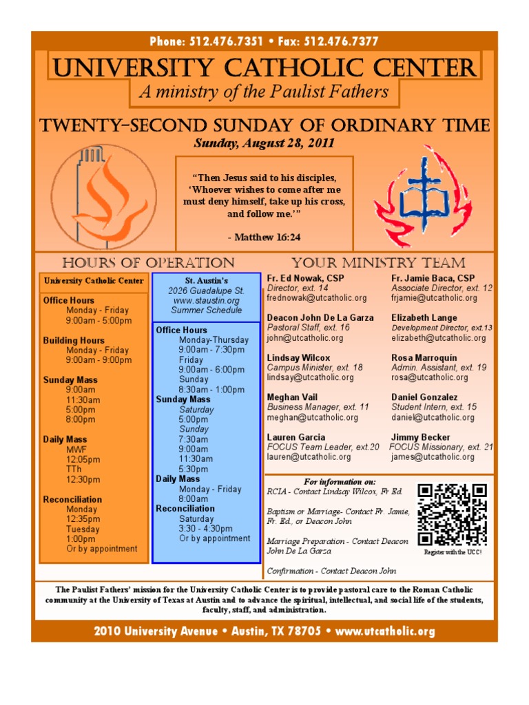 22nd Sunday in Ordinary Time | PDF | Workweek And Weekend | Mass (Liturgy)