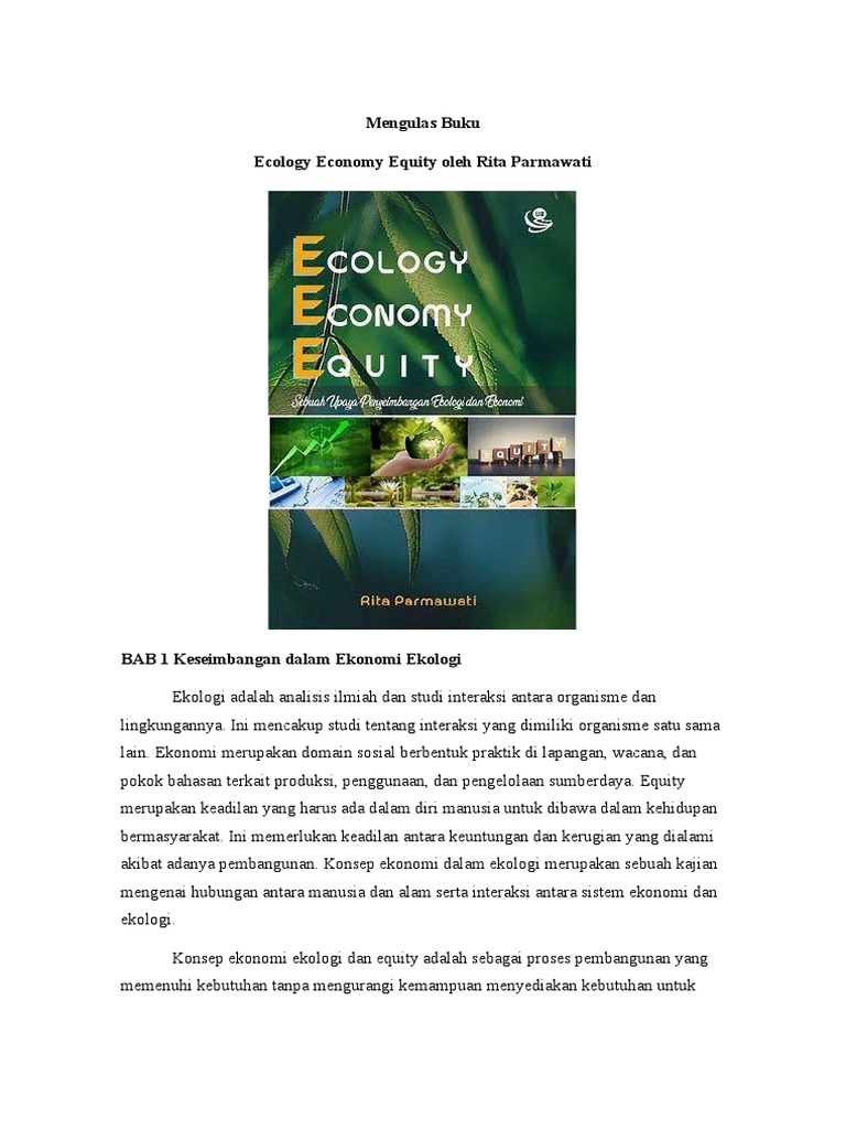 Mengulas Buku Ecology Economy Equity | PDF