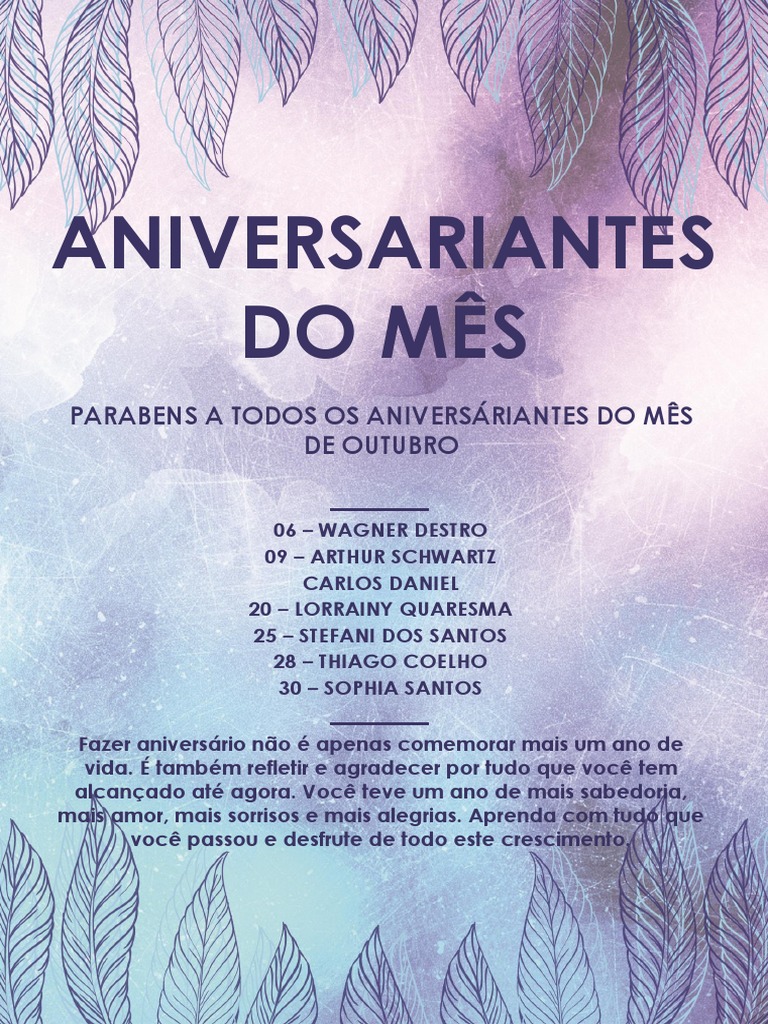Aniversariantes Do Mês | PDF