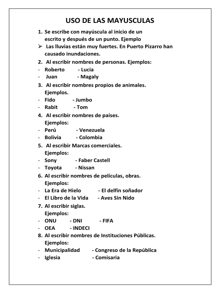 Uso de La Mayuscula | PDF