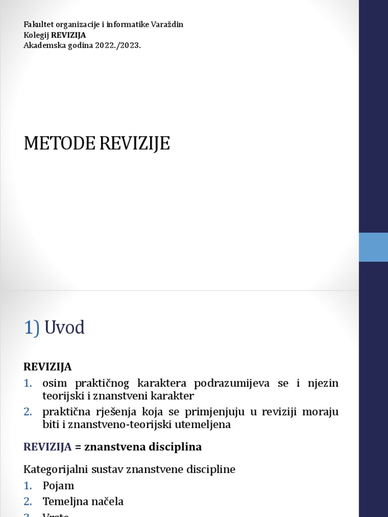 06 REV - FOI - Metode Revizije - Bez Rjesenja | PDF