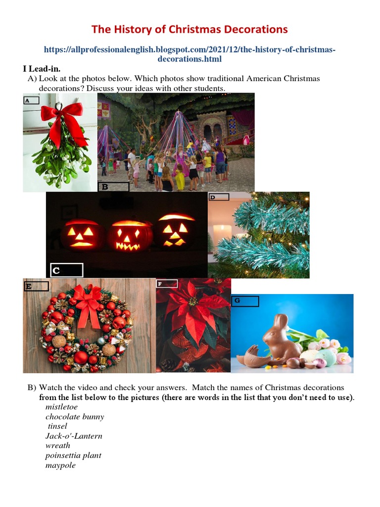 The History of Christmas Decorations Tasks | PDF | Wreath | Christmas