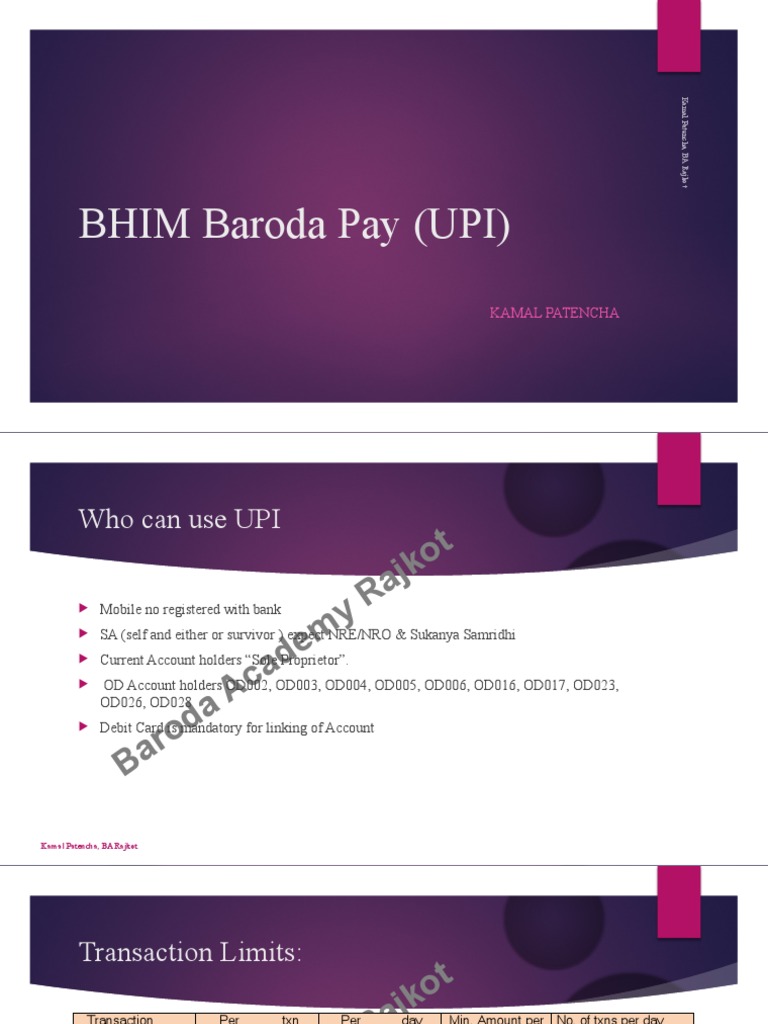 Bhim Baroda Pay (Upi) | PDF | Services (Economics) | Money