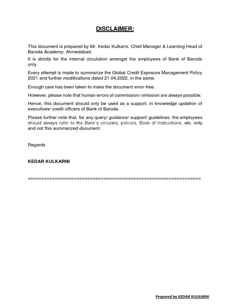 Global Credit Policy 2021 and Further Modifications KEDAR - 21.04.2022 ...