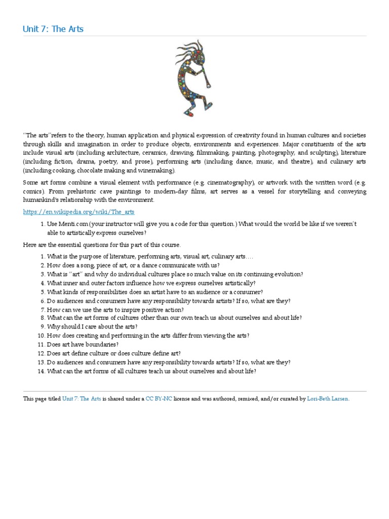 Unit 7 - The Arts - Humanities LibreTexts | PDF