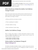 Aadhaar Card Address Change Form | PDF