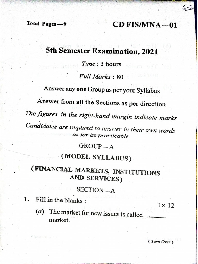 FMIS Question Paper | PDF